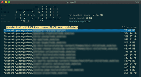 Quickly remove old node_modules folders with npkill | Bryan Dugan